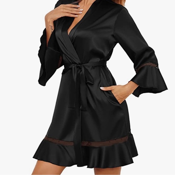 Intimates & Sleepwear | Black Silk Robe | Poshmark